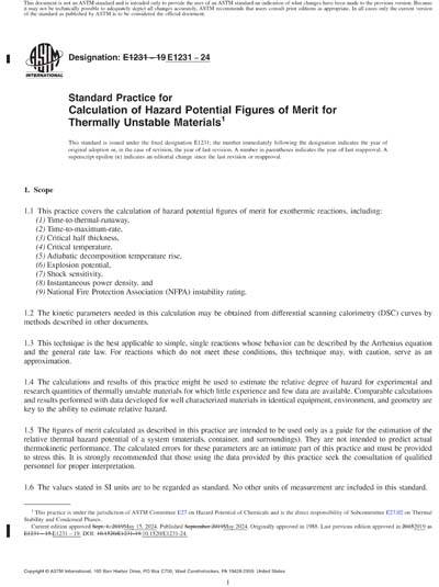 ASTM E1231-24 Red - Standard Practice for Calculation of Hazard ...