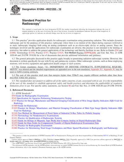 ASTM E1255-16 Red - Standard Practice for Radioscopy (Standard ...