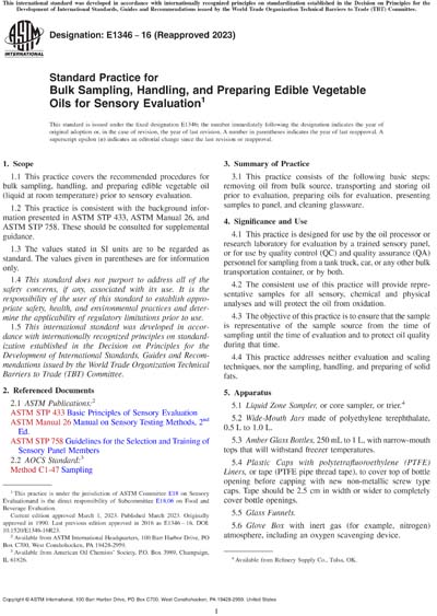 ASTM E1346-16(2023) - Standard Practice for Bulk Sampling, Handling ...