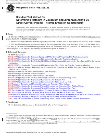 ASTM E1552-15 Red - Standard Test Method for Determining Hafnium in ...