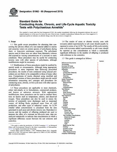 ASTM E1562-00(2013) - Standard Guide for Conducting Acute, Chronic, and ...