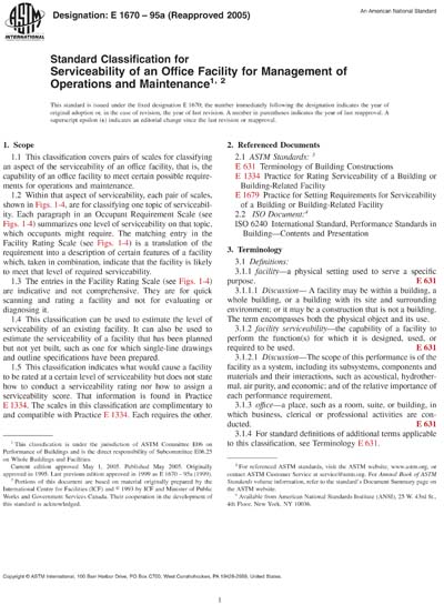 ASTM E1670-95a(2005) - Standard Classification for Serviceability of an ...