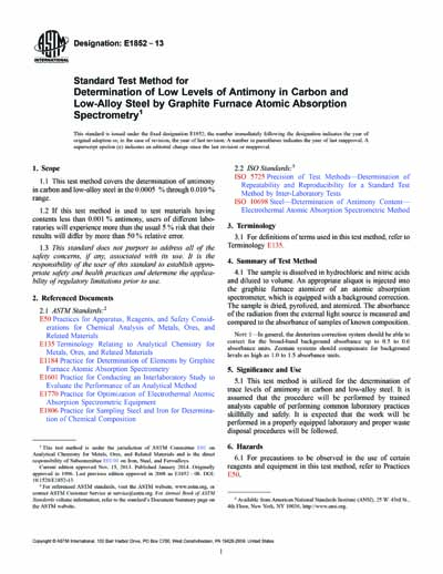 ASTM E1852-13 - Standard Test Method for Determination of Low Levels of ...