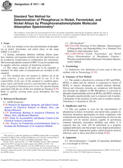 ASTM E1917-08 - Standard Test Method for Determination of Phosphorus in ...