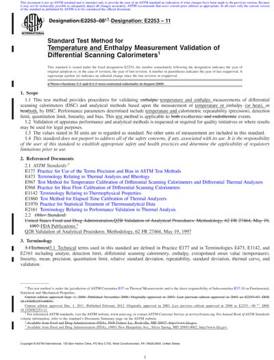 ASTM E2253-11 Red - Standard Test Method for Temperature and Enthalpy ...