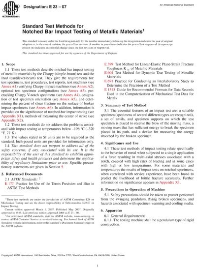 ASTM E23-07 - Standard Test Methods for Notched Bar Impact Testing of ...