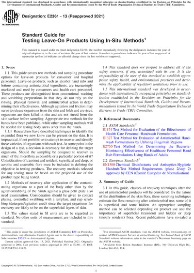 ASTM E2361-13(2021) - Standard Guide for Testing Leave-On Products ...