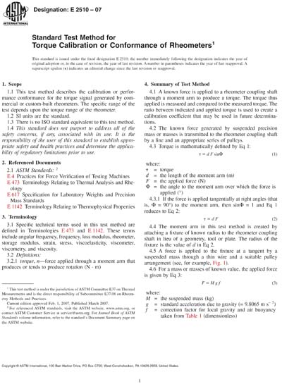 ASTM E2510-07 - Standard Test Method for Torque Calibration or ...