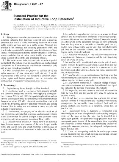 ASTM E2561-07a - Standard Practice for the Installation of Inductive ...