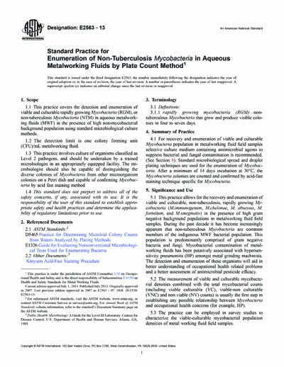 ASTM E2563-13 - Standard Practice for Enumeration of Non-Tuberculosis ...