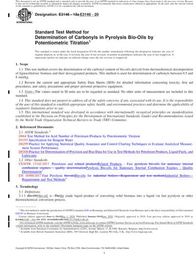 ASTM E3146-20 Red - Standard Test Method for Determination of Carbonyls ...