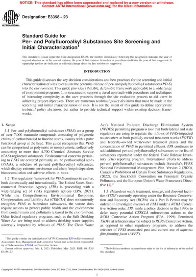 ASTM E3358-23 - Standard Guide for Per- and Polyfluoroalkyl Substances ...