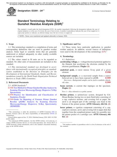 ASTM E3391-24e1 - Standard Terminology Relating to Gunshot Residue ...