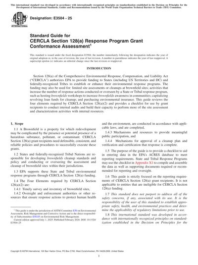 ASTM E3504-25 - Standard Guide for CERCLA Section 128(a) Response ...