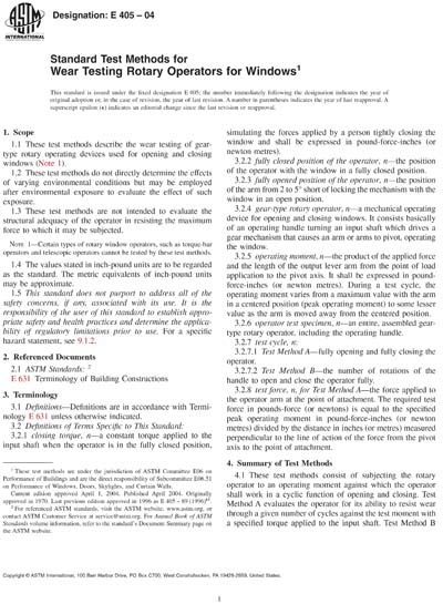 ASTM E405-04 - Standard Test Methods for Wear Testing Rotary Operators ...