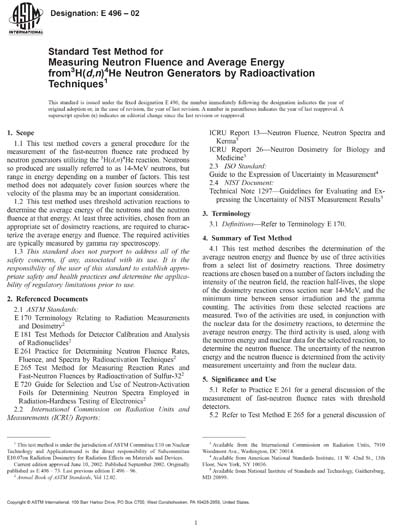 ASTM E496-02 - Standard Test Method for Measuring Neutron Fluence and ...