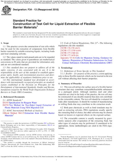 ASTM F34-13(2018) - Standard Practice for Construction of Test Cell for ...