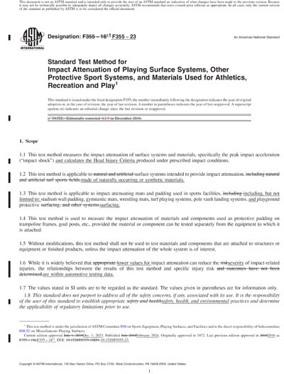 ASTM F355-23 Red - Standard Test Method for Impact Attenuation of ...