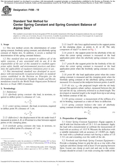 ASTM F498-19 - Standard Test Method for Center Spring Constant and ...