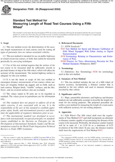 ASTM F559-05(2024) - Standard Test Method for Measuring Length of Road ...
