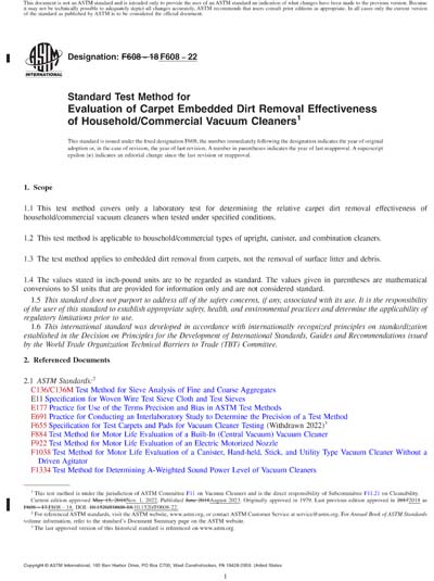 ASTM F608-22 Red - Standard Test Method for Evaluation of Carpet ...