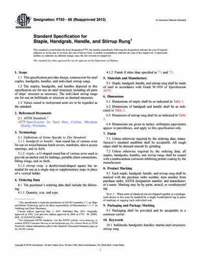 ASTM F783-88(2013) - Standard Specification for Staple, Handgrab ...