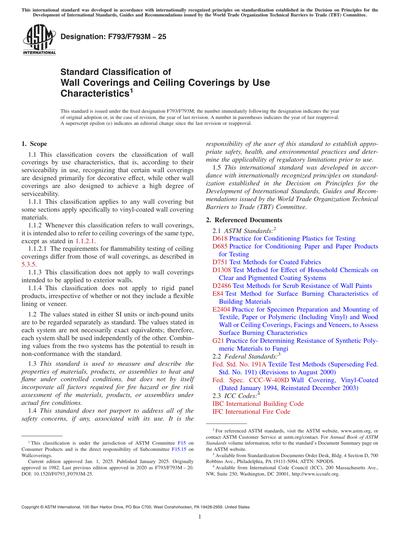 ASTM F793/F793M-25 - Standard Classification of Wall Coverings and ...