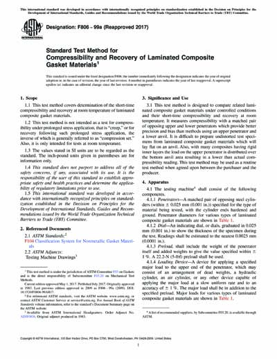 ASTM F806-99a(2017) - Standard Test Method for Compressibility and ...