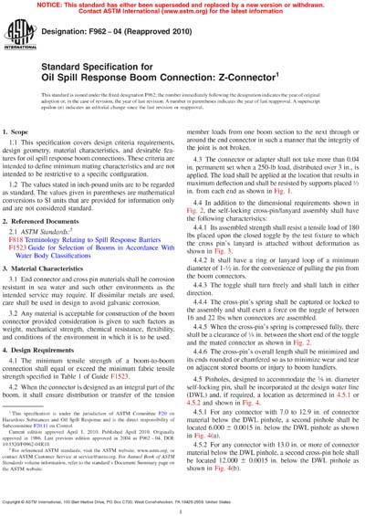 ASTM F962-04(2010) - Standard Specification for Oil Spill Response Boom ...
