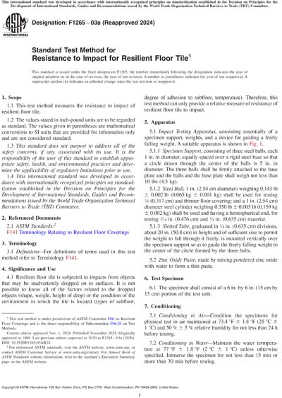 ASTM F1265-03a(2024) - Standard Test Method for Resistance to Impact ...