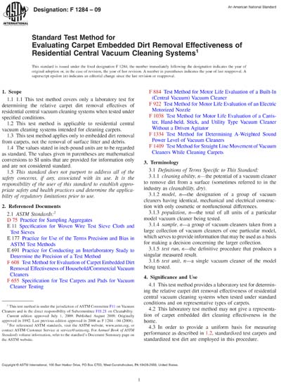 ASTM F1284-04(2008) - Standard Test Method for Evaluating Carpet ...