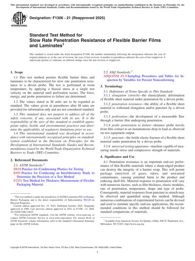 ASTM F1306-21(2025) - Standard Test Method for Slow Rate Penetration ...