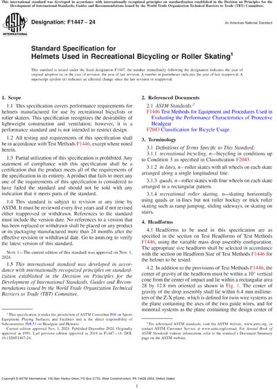 ASTM F1447-24 - Standard Specification for Helmets Used in Recreational ...