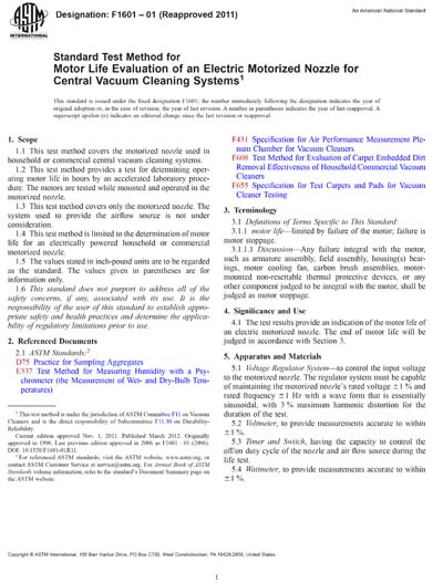 ASTM F1601-01(2011) - Standard Test Method for Motor Life Evaluation of ...