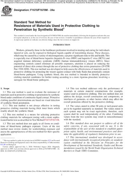 ASTM F1670/F1670M-24a - Standard Test Method for Resistance of ...