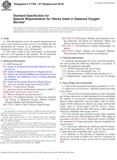ASTM F1792-97(2010) - Standard Specification for Special Requirements ...