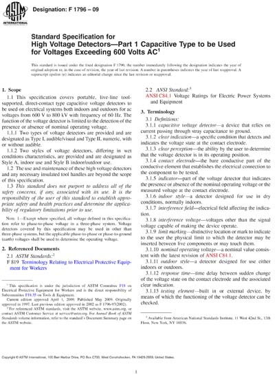 ASTM F1796-09 - Standard Specification for High Voltage Detectors—Part ...