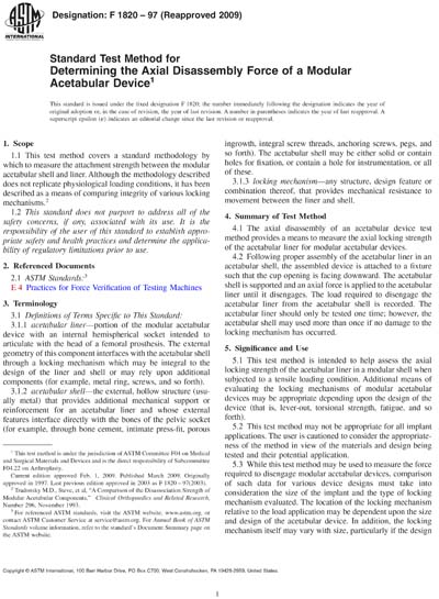 ASTM F1820-97(2003) - Standard Test Method for Determining the Axial ...
