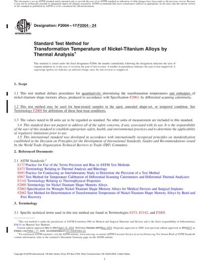 ASTM F2004-24 Red - Standard Test Method for Transformation Temperature ...