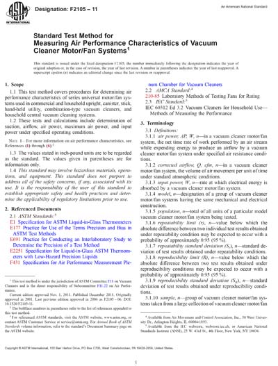 ASTM F2105-06 - Standard Test Method for Measuring Air Performance ...