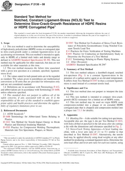 ASTM F2136-08 - Standard Test Method for Notched, Constant Ligament ...