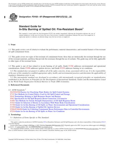ASTM F2152-25 Red - Standard Guide for In-Situ Burning of Spilled Oil ...