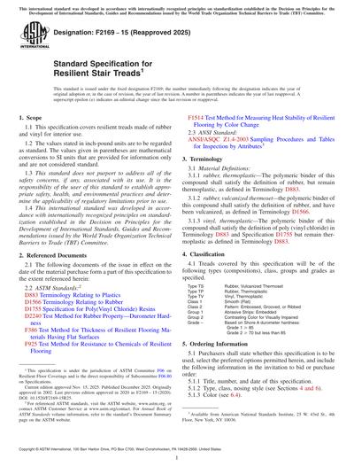 ASTM F2169-15(2025) - Standard Specification for Resilient Stair Treads
