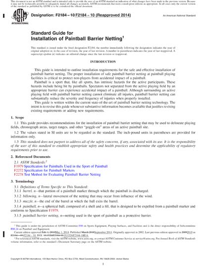 ASTM F2184-10(2014) Red - Standard Guide for Installation of Paintball ...