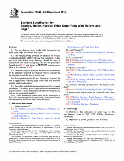 ASTM F2246-06(2013) - Standard Specification for Bearing, Roller ...