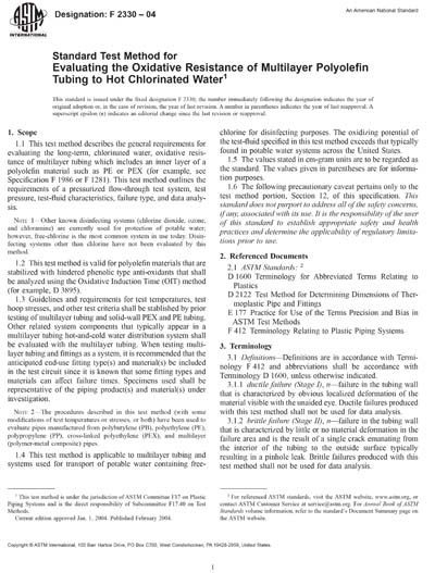 ASTM F2330-04 - Standard Test Method for Evaluating the Oxidative ...