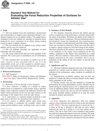 ASTM F2569-07 - Standard Test Method for Evaluating the Force Reduction ...