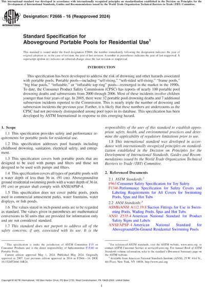 ASTM F2666-16(2024) - Standard Specification for Aboveground Portable ...