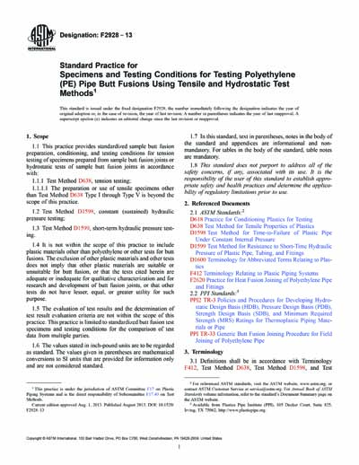ASTM F2928-13 - Standard Practice for Specimens and Testing Conditions ...