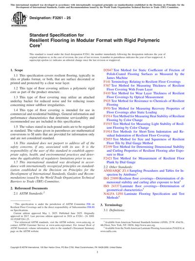 ASTM F3261-25 - Standard Specification for Resilient Flooring in ...